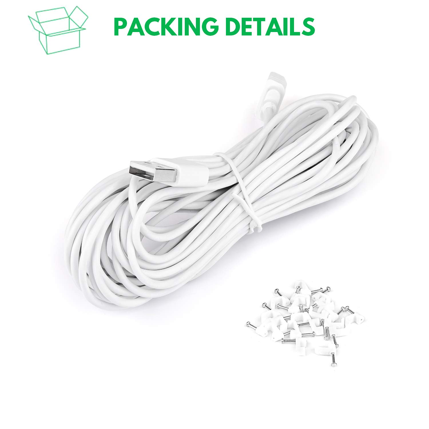 Zeshbit 25ft/7.5m Power Cable for Blink Mini Security Camera, Extension USB Cable Continuously Charging Your Blink Mini Indoor Plug-in Smart Camera (Plug and Camera are Not Included)