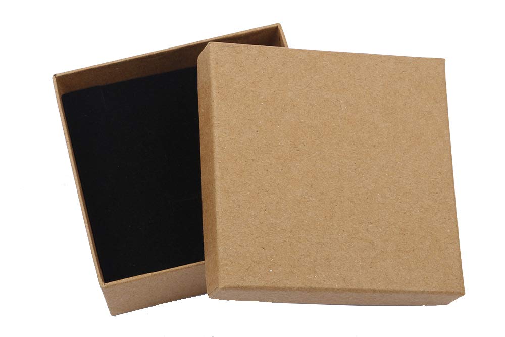 12 Packs Kraft Paper Jewelry and Retail Boxes, 2.76 x 2.76 x 1.18-inches, Mache Earring Pendant Necklace Boxes, Square Cardboard Jewelry Boxes(Brown)