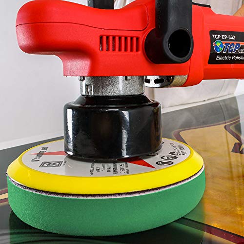 6.5" Green Flat Soft Polishing Grip Foam Polish Pad - DA Hook & Loop - Polish Car, Auto Polisher Detailing Buffing - Designed for Finishing, Pre-Finishing on All Paint Surfaces, Paint Sealants, Waxes