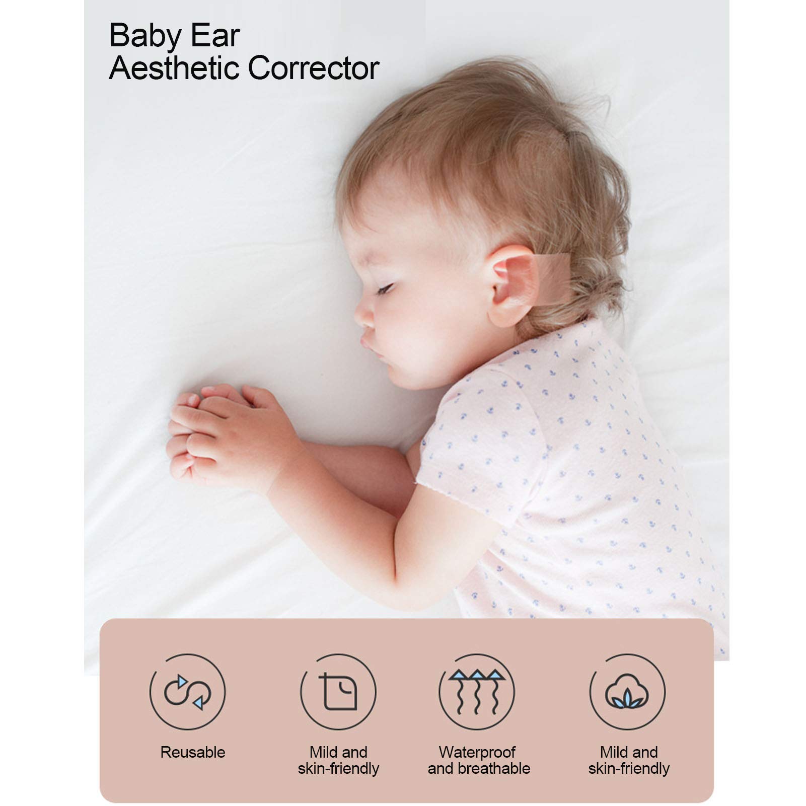 4 x 50cm Silicone Newborn Baby Ear Aesthetic Correctors, Kids Infant Protruding Ear Patch Stickers