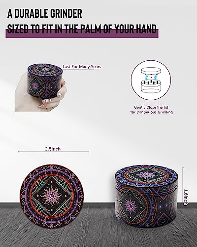 2.5" Grinder, Premium Stainless Steel Manual Grinder,Compact Size with Unique Pattern Design, Versatile Grinder(divination)