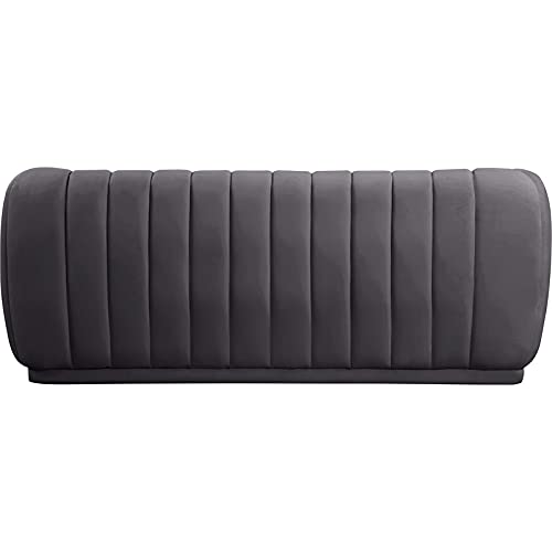 Meridian Furniture 674Grey-S Dixie Collection Modern | Contemporary Velvet Upholstered Sofa with Deep Channel Tufting, 84" W x 37" D x 32.5" H, Grey