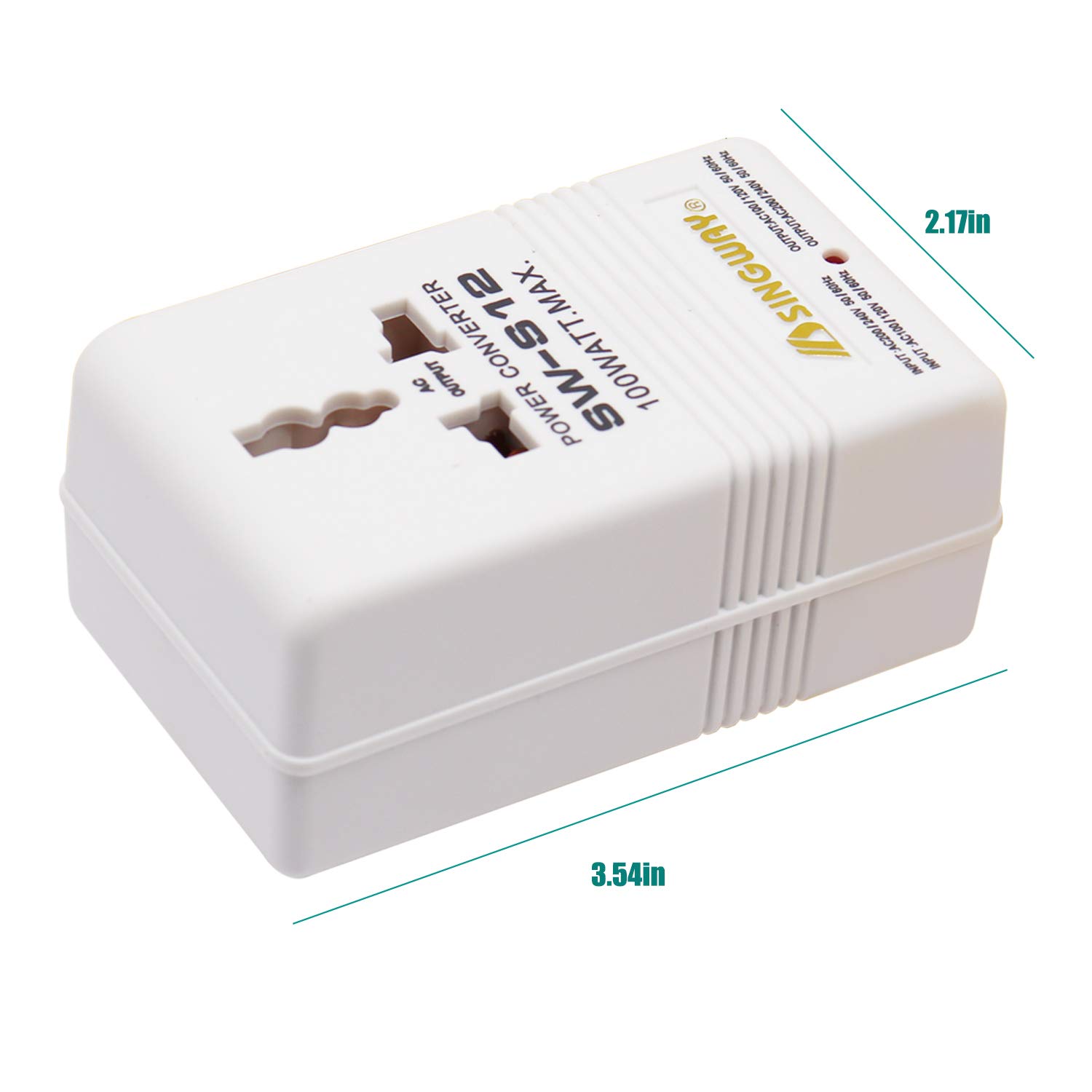 100W Voltage Converter Travel Adapter, 110V/120V to 220V/240V Travel Step-Up & Down Voltage Converter Transformer