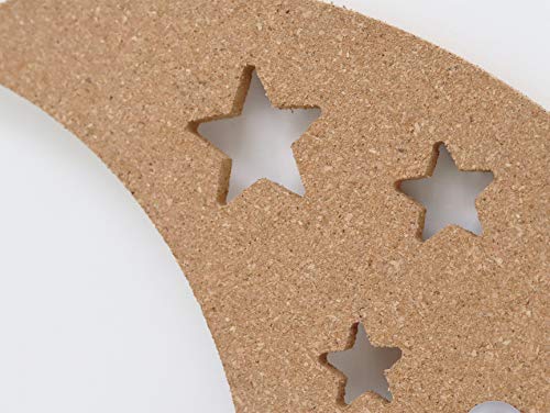 Pinboard Moon Shaped Wall Decor - Cork Board with 6 Pushpins - Bulletin Board Display,School or Classroom Home Decor