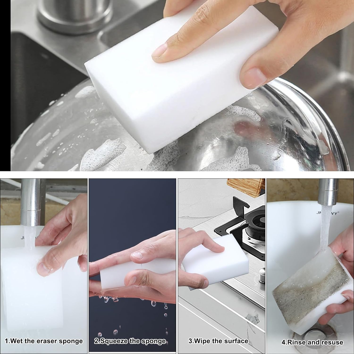 100/50 Pieces Magic Eraser Sponge Cleaning Pads for Furniture, Walls, Cars, Kitchens, bathrooms, Windows (100)
