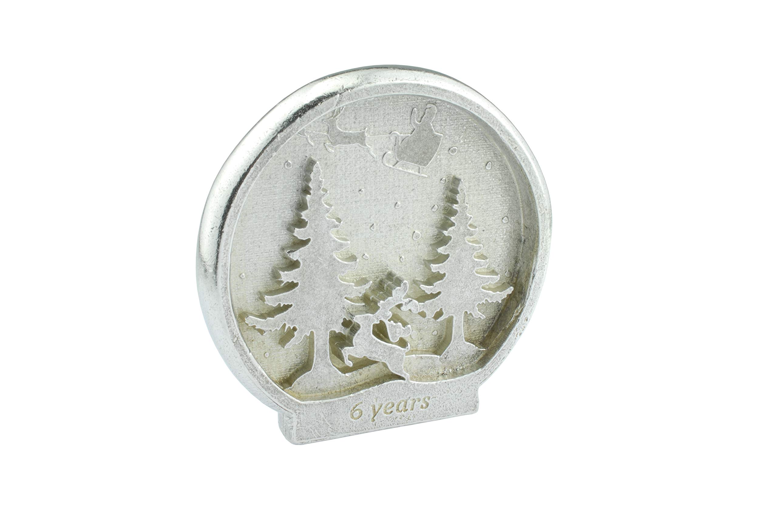 6 Year Anniversary Reindeer Scene Snowglobe Style Metal Ornament Gift