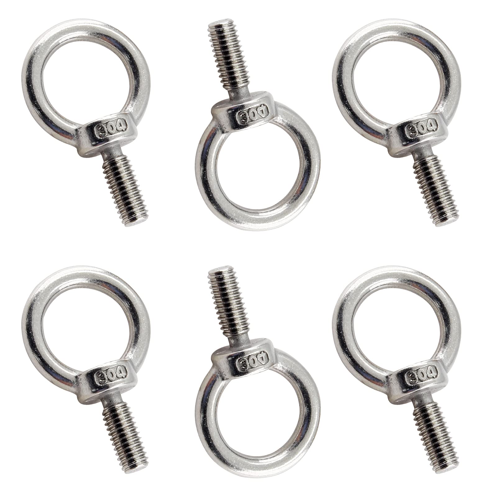 Bonsicoky 12Pcs M6 Lifting Eye Bolts, 304 Stainless Steel Male Thread Machinery Shoulder Ring Eye Bolt Heavy Duty