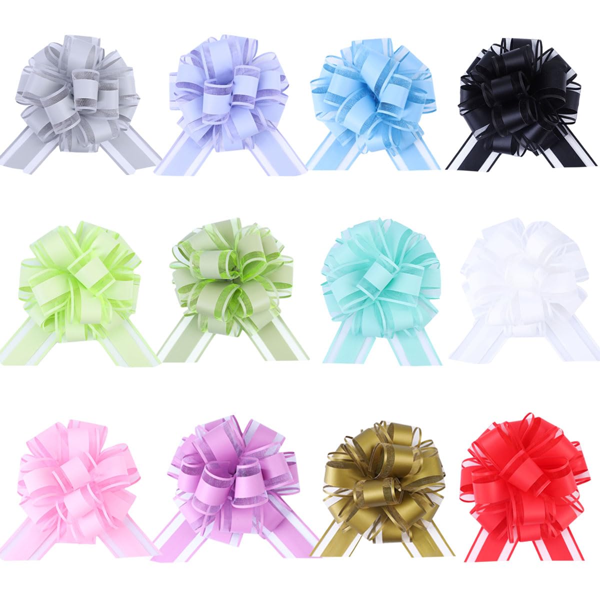 12 Pcs 6inch Pull Bow Gift Wrapping,Pull Bow for Birthday, Christmas, Party, Holiday, Gift Boxes Bow Basket Packaging Bows for Valentine's Day Presents Flower Decorations (Mixed Color)