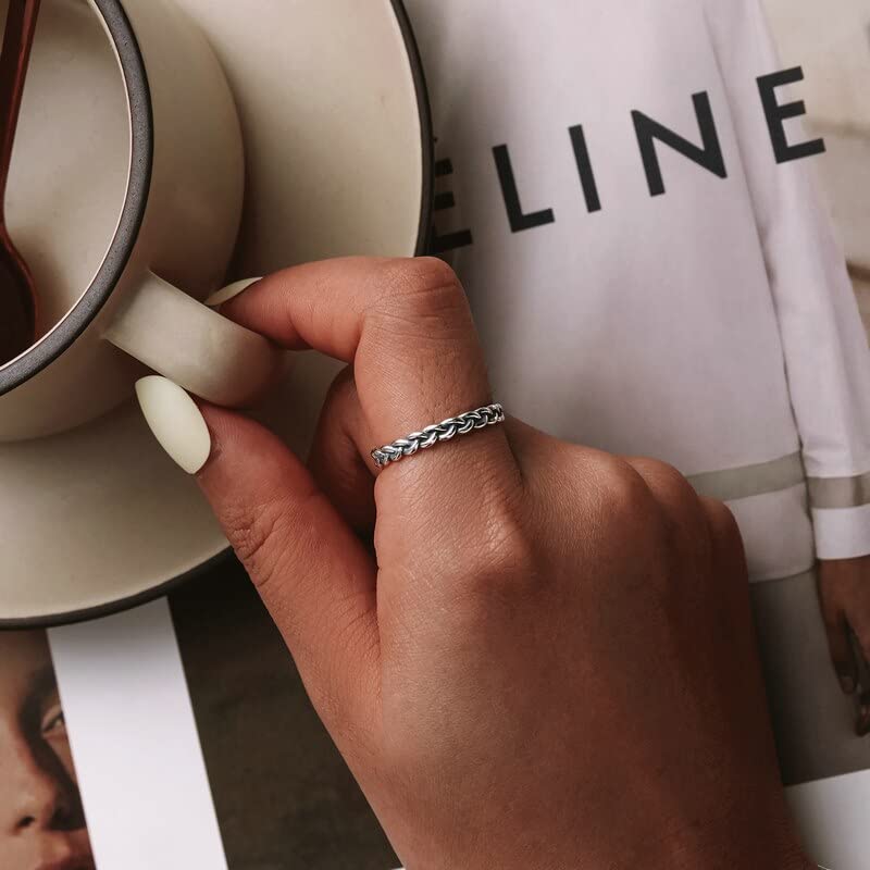 100% 925 Sterling Silver Ring Braided Texture Design Ring Rings For Women Wedding Fingers S925 Jewelry CTR161 (6)