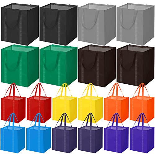 20 Pack Reusable Grocery Bags Shopping Tote Bags with Handles Heavy Duty Foldable, Washable (Multicolor)
