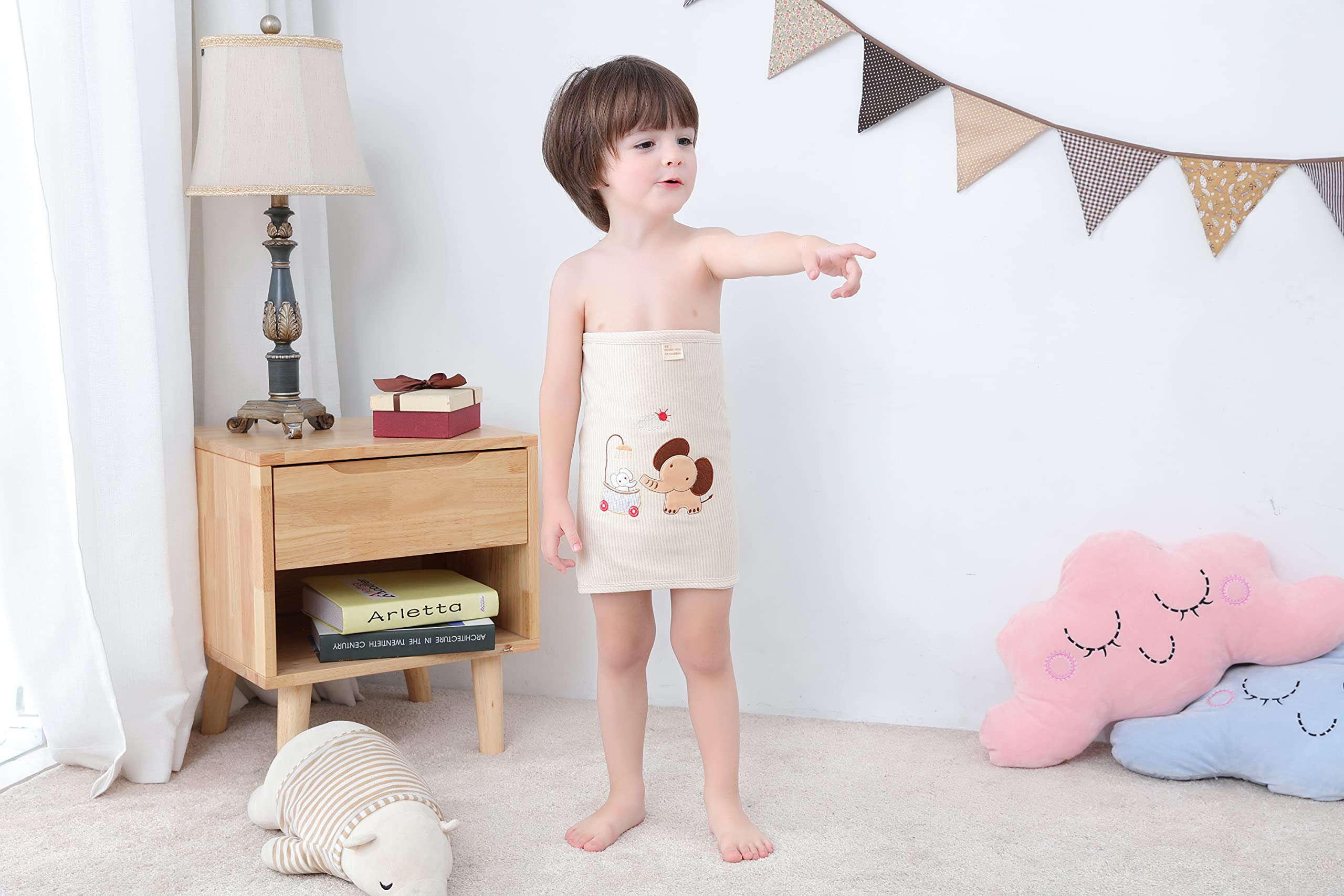 Donhoo Widens Pure Cotton Baby Warm Belly Band, Swaddle Belt, Sleeps to Prevent Cold, Pervent Diarrhea, Suitable for Babies Aged 0-10(Pattern: Bath Elephant), L:33.4x13.8in