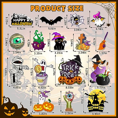 16 Pcs Halloween Magnets Reflective Car Magnets Decorations Halloween Refrigerator Magnetic Stickers Holiday Pumpkin Bat Magnet Stickers Accessories for Car Garage Door Fridge Locker Metal Surface