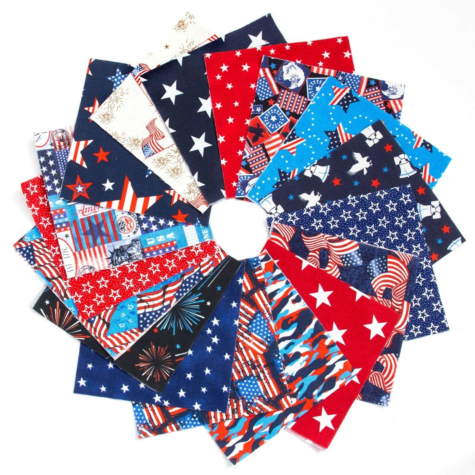 102 America Patriotic pre Cut Charm Pack 5" Squares 100% Cotton Fabric Quilt