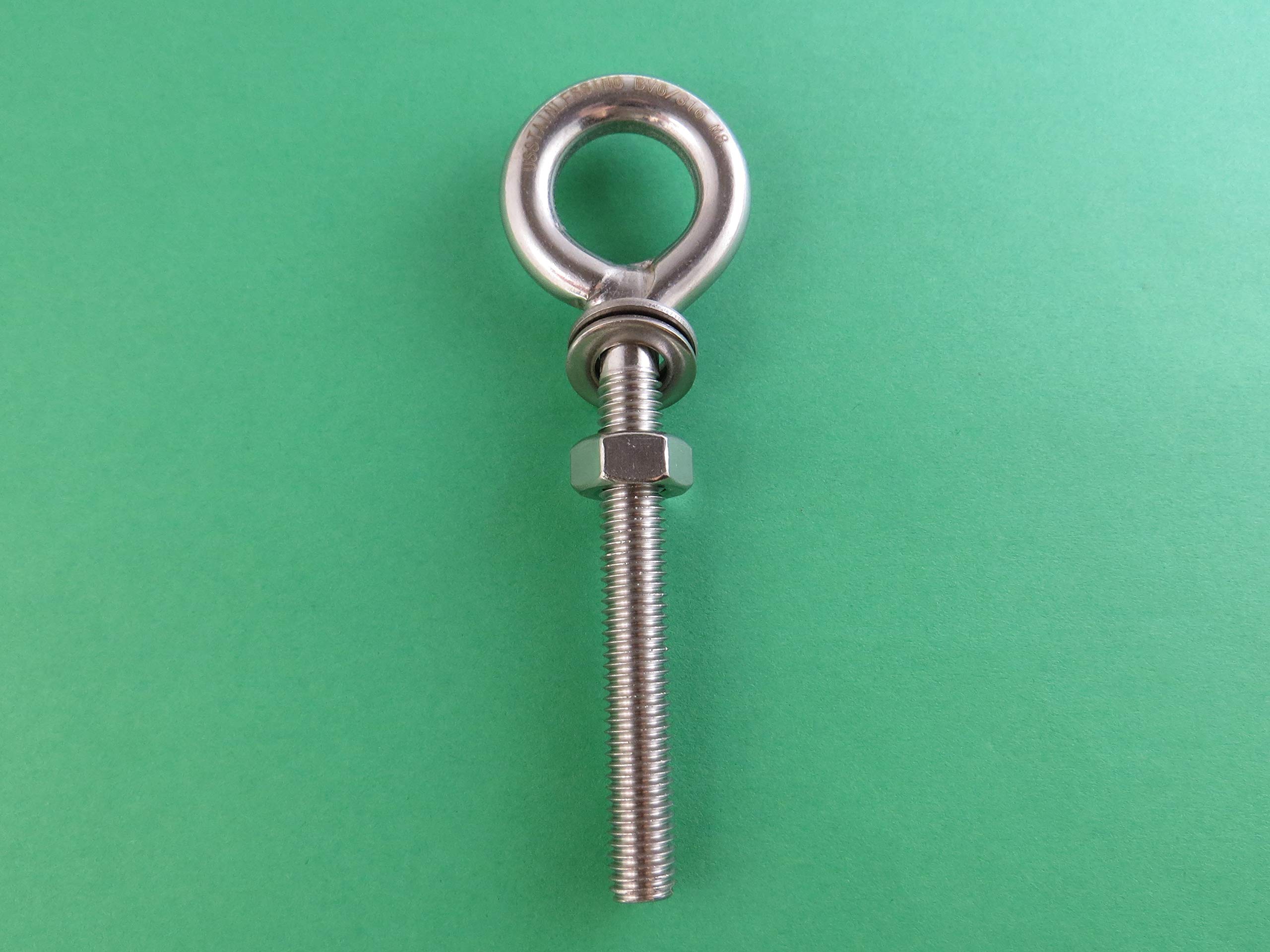 US STAINLESS 2 Pieces Stainless Steel 316 M8 Eye Bolt 8mm x 60mm (5/16" x 2 3/8") Marine Grade Pitch of 1.25