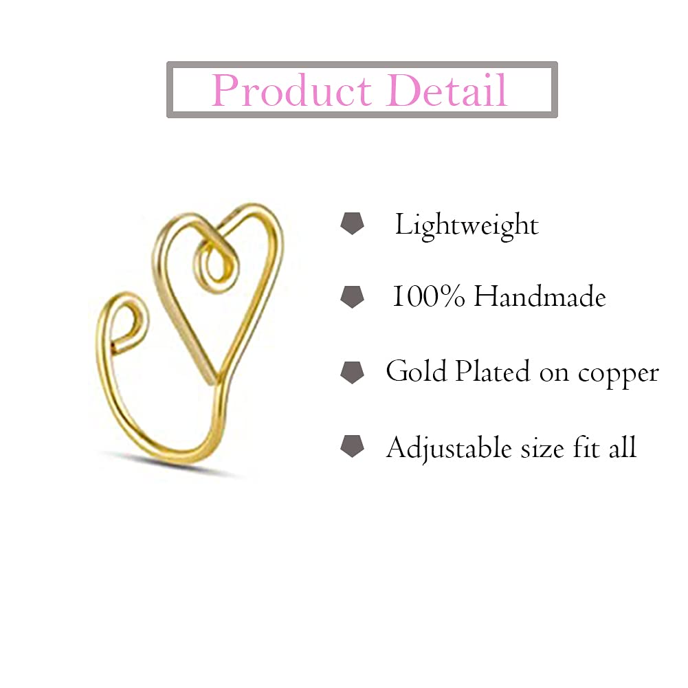 12 Pcs African Nose Cuff Non Piercing,Fake Nose Ring for Women, Nose Rings Hoop, Nose Ring Cuff Heart, Clip on Nose Ring