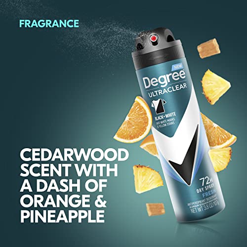 Degree Men Antiperspirant Spray Black + White 3 Count Protects from Deodorant Stains Instantly Dry Spray Deodorant 3.8 oz