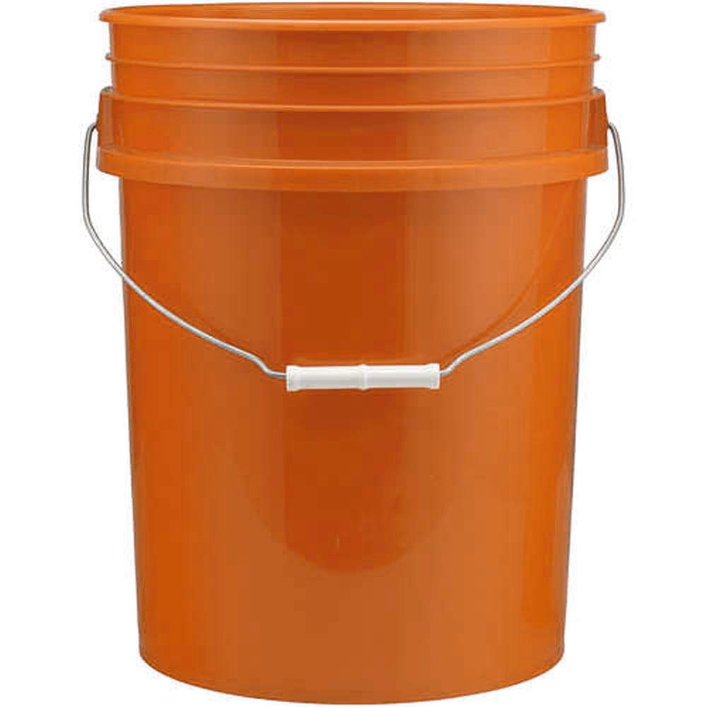 5 Gallon Plastic Buckets, Orange Color | 3 Pack | HDPE Plastic | Super Heavy Duty 90 Ml