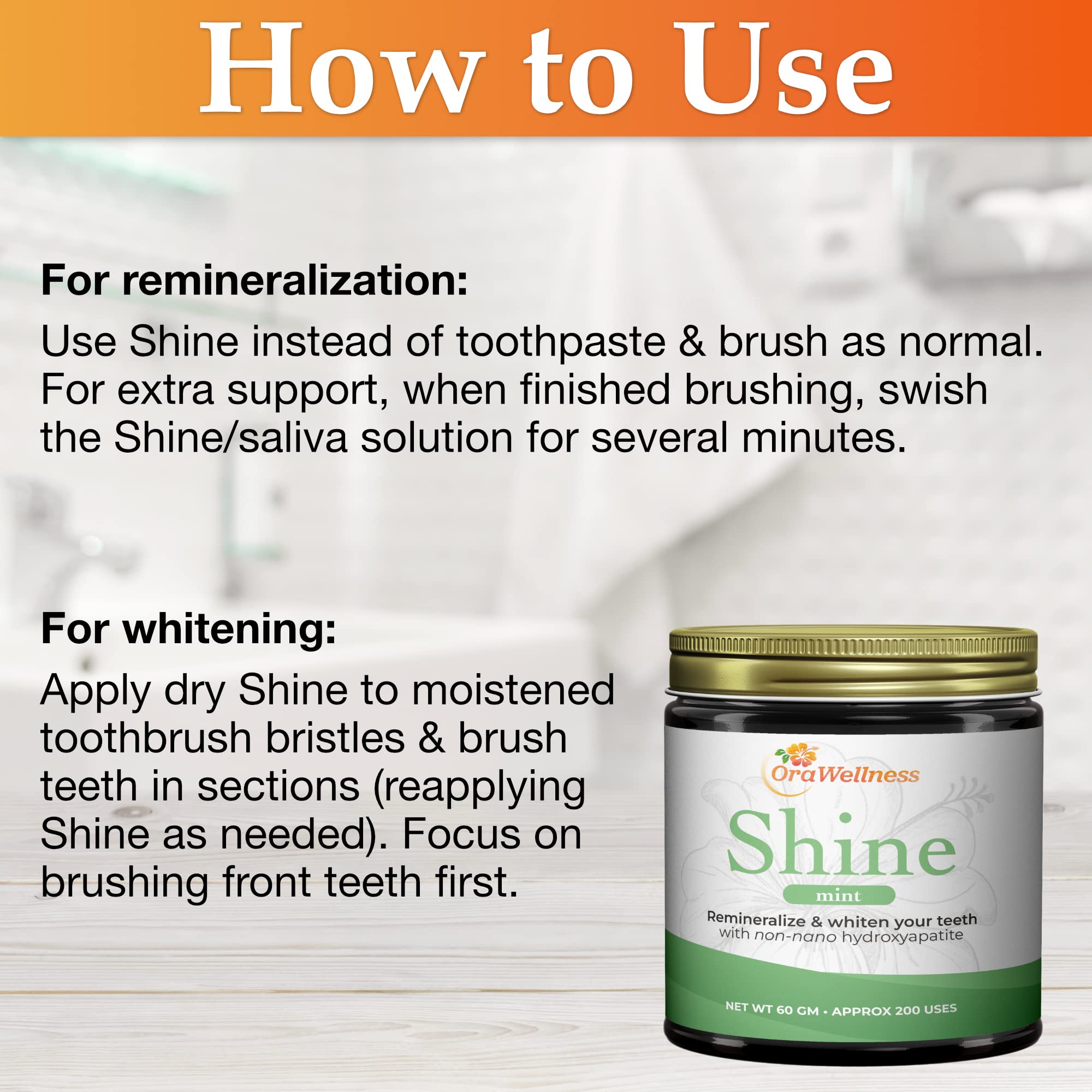 OraWellness Shine Remineralizing Natural Teeth Whitening Powder in Mint + Nut Free Healthy Mouth Blend Organic Toothpaste & Mouthwash Alternative Tooth Oil