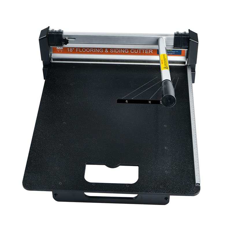 18 inch Laminate Flooring and Siding Cutter with Heavy Duty Fixed Aluminum Fence and Built-in Precision Angled Miter Settings And Honing Stone