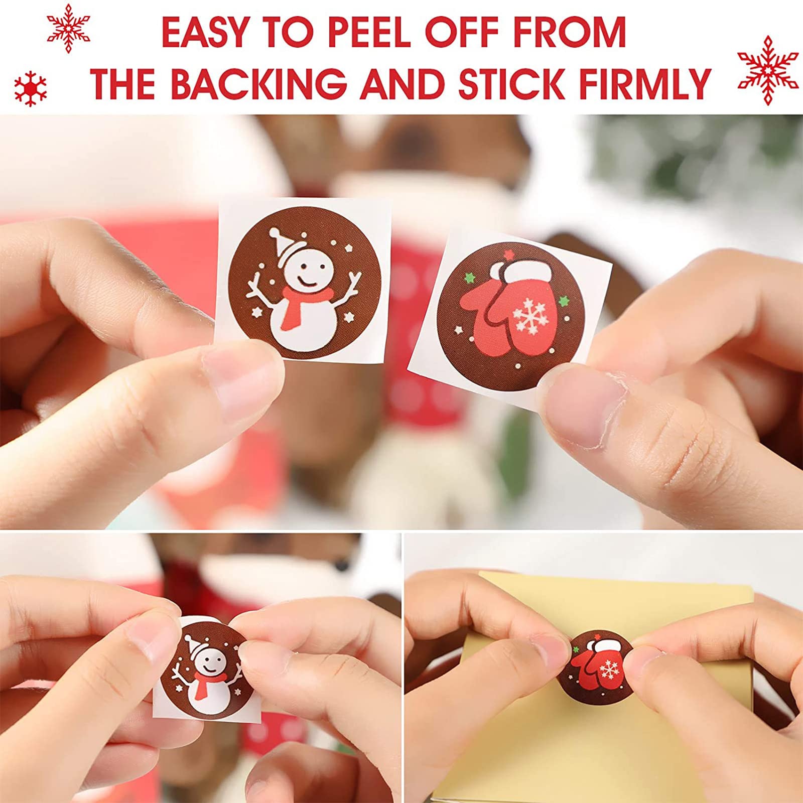 6 Rolls 3000 Pieces Christmas Stickers Round Adhesive Labels Xmas Decorative Stickers Christmas Stickers Labels Roll 1 Inch 48 Designs for Cards Envelopes Boxes