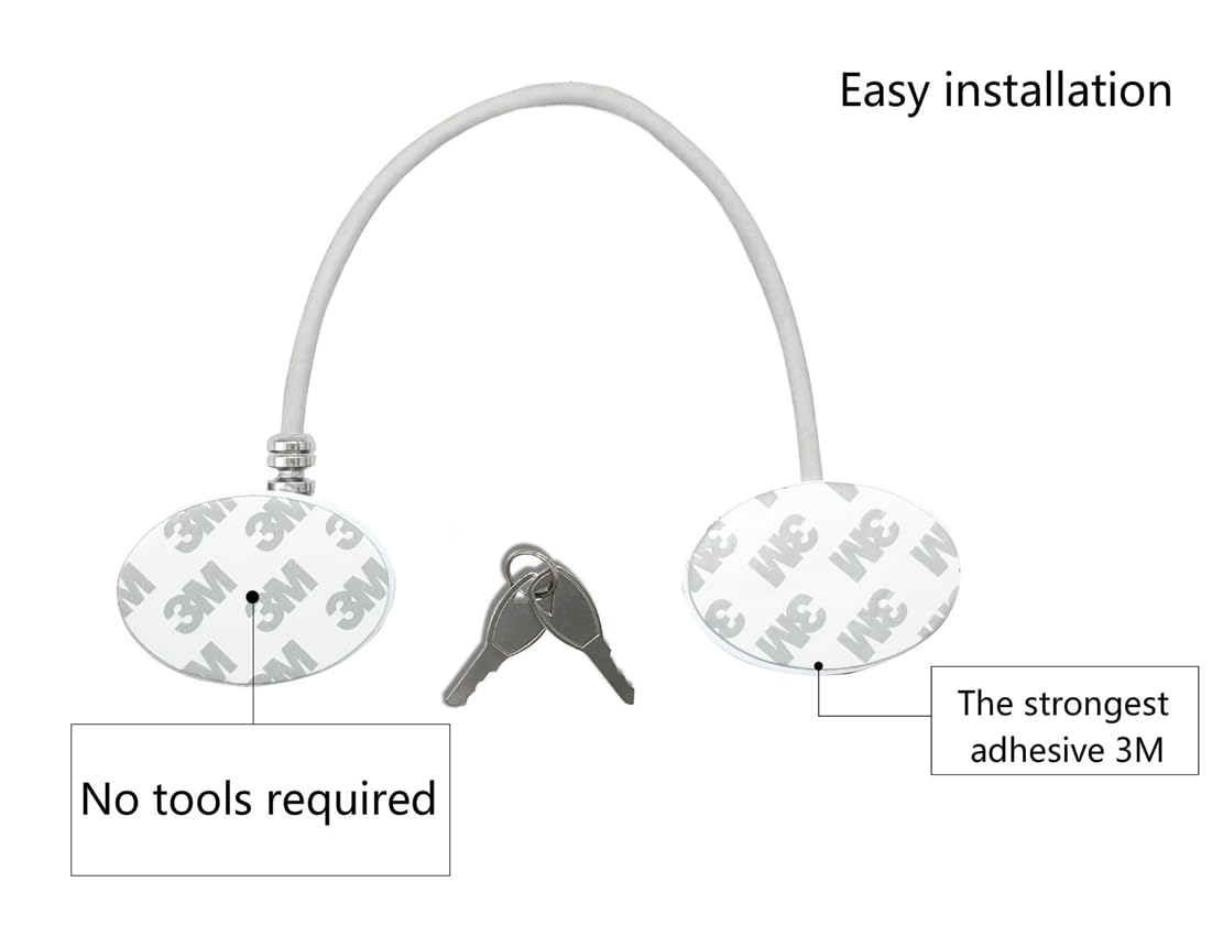 2 Pack Refrigerator Door Locks,Freezer Door Locks,File Drawer Cabinet Locks by REZIPO White with 4 keys