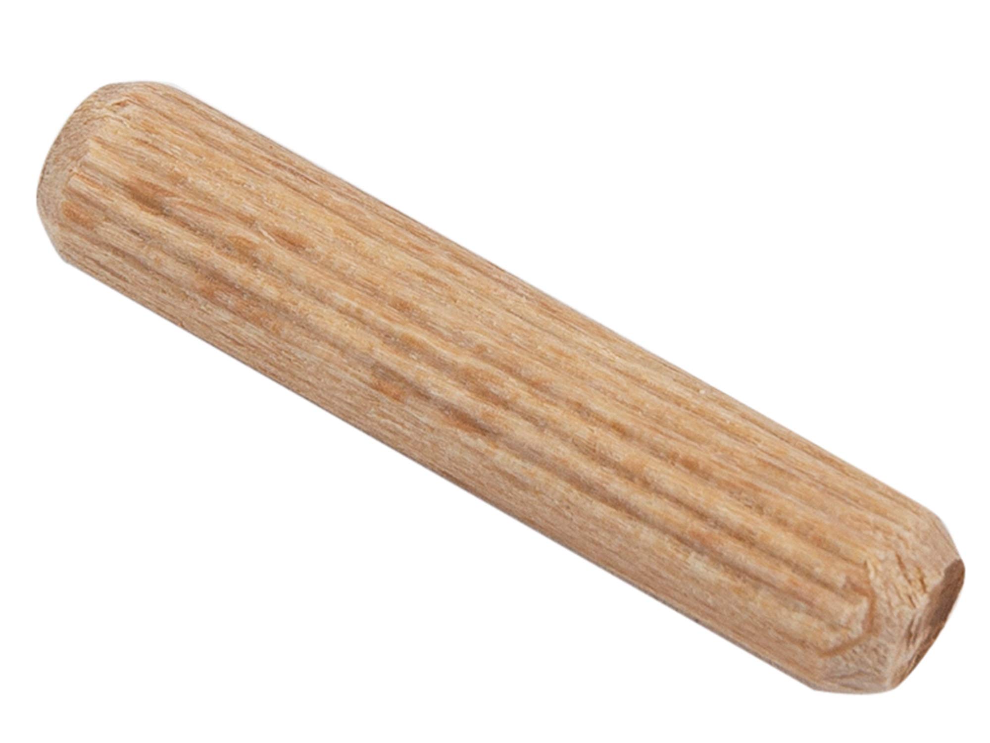 100 Pack 1/4" x 1" Wooden Dowel Pins Wood Kiln Dried Fluted and Beveled, Made of Beechwood