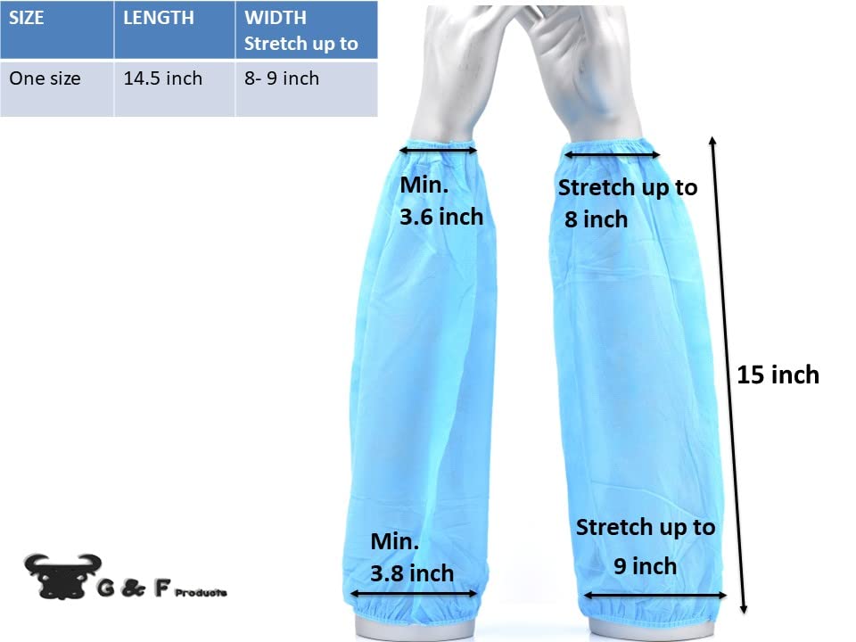 100 Pieces of Arm Sleeves, Made of Non-Woven Fiber Sleeve Covers with Elastic Closures stretchble Reusable Blue 100 Pieces