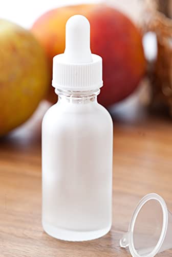 JUVITUS 1 oz Frosted Clear Glass Boston Round Empty Bottle with White Graduated Measurement Glass Dropper (12 pack)