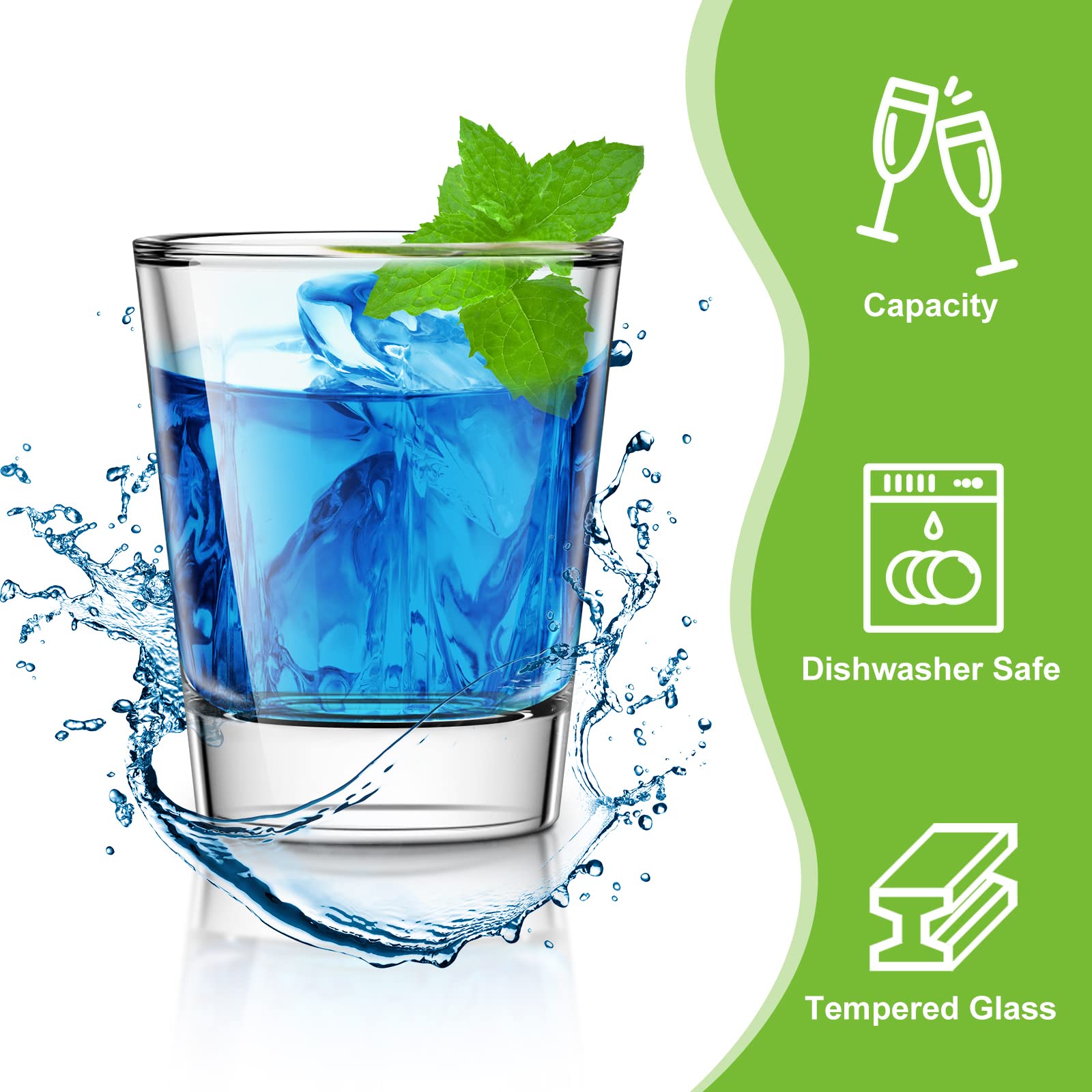 100 Pieces Clear Short Shot Glasses Bulk 1.5 oz Mini Round Shot Glasses Heavy Base Small Glass Cups for Wedding Party Espresso, Water, Juice, Milk, Coffee, Drinking (Classic Style)