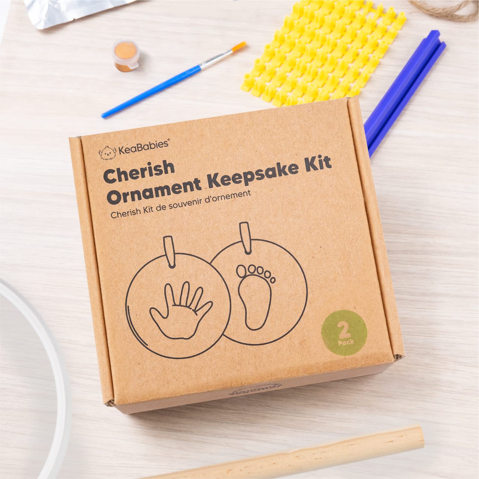 Baby Handprint Footprint Keepsake Duo Frame and Baby Ornament Kit Bundle - Perfect Baby Gift Shower