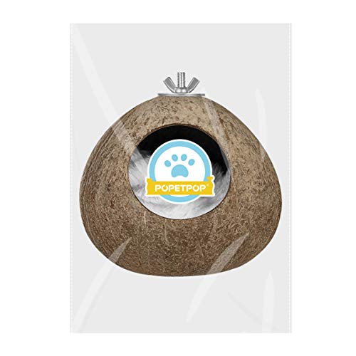 POPETPOP Nest for Birds Winter Warm Bird Nest House Natural Coconut Shell Simulation Birdhouse Grass Bird Hut Parakeet Nesting Box (No Blanket