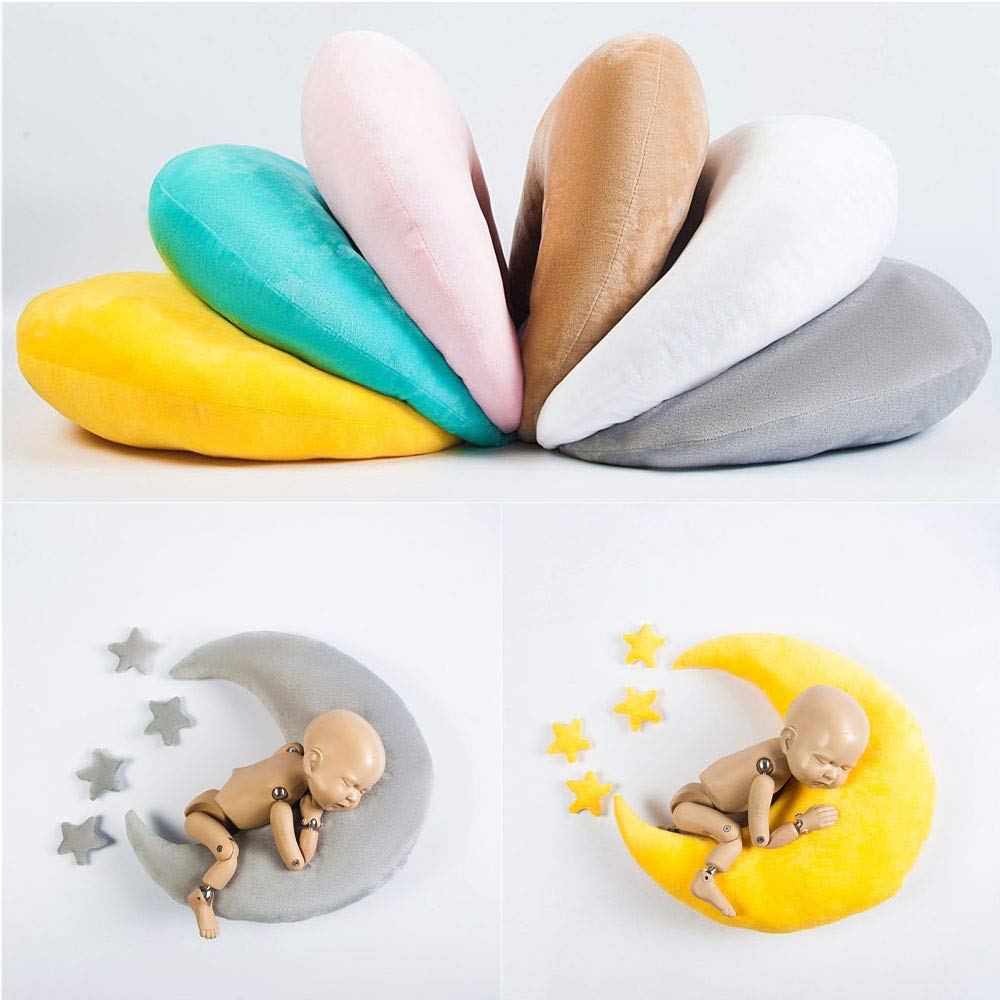 gzqirun Baby Posing Pillow Newborn Photography Props Beans Moon Stars Pillow Photo Shooting Set 5 Count (Pack of 1), White