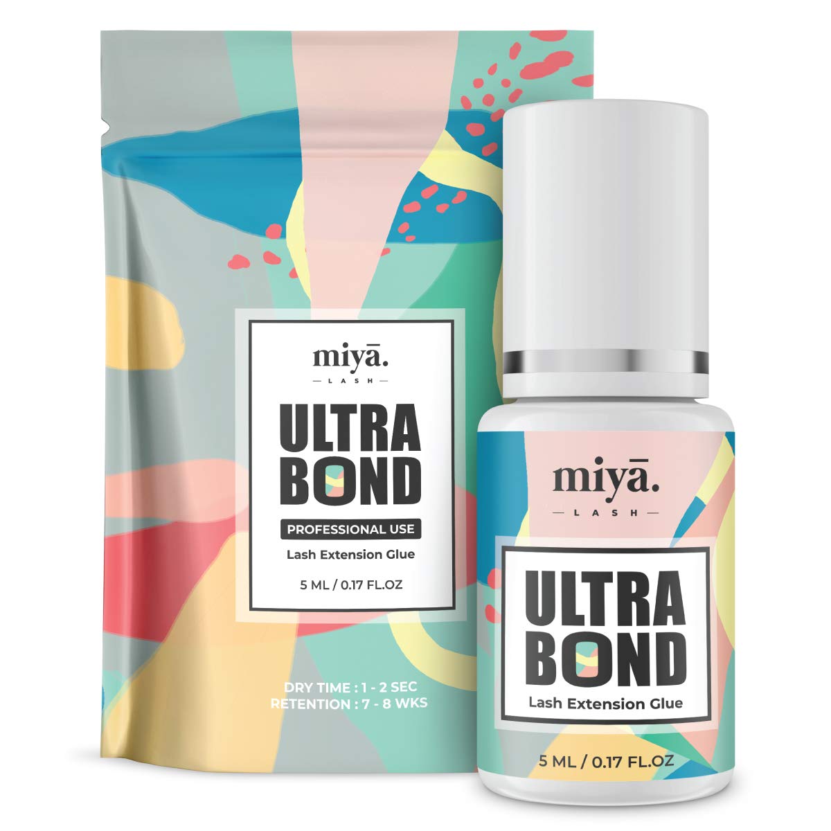 MIYA LASH Ultra Bond Eyelash Extension Glue | Professional Use | 8 Weeks Retention | 1-2 Sec Dry Time | Volume & Classic Individual Lash Adhesive | Super Strong Bond Lash Extension Glue 5ml Salon Use