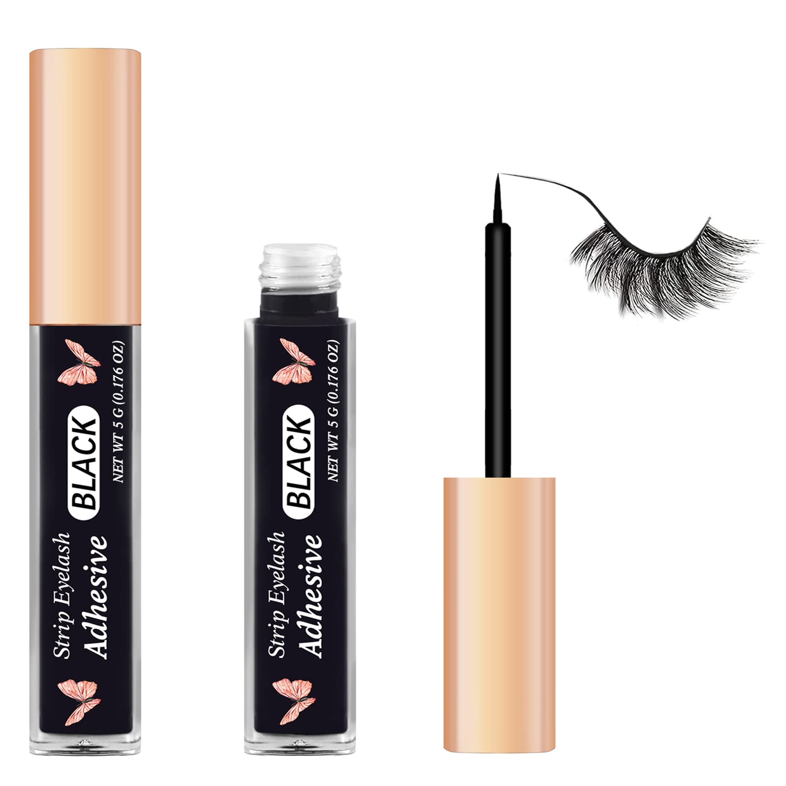 CMNRO Lash Glue Eyelash Glue Waterproof Eyelash Glue for False Lashes Super Strong Hold Eyelash Adhesive Latex-Free Safe on Skin Suitable for Sensitive Eyes 0.176oz Black2
