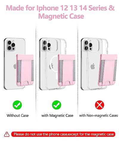 2-in-1 Magnetic Wallet, Up-grade with iPhone Wallet and Adjustable Stand, Open ID Window, Magnetic Wallet for iPhone 14 Pro Max/14 Pro/14/14 Plus/13/12 Series, 9 Cards Holder, Vegan Leather, Pink
