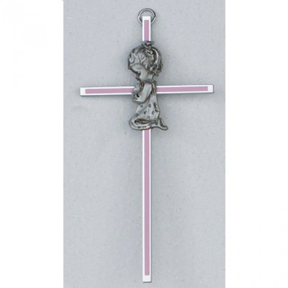 6" GIRL CROSS PINK Great new Baby Infant Christening Baptism Shower gift