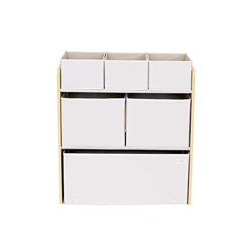 3 Sprouts Multi-Bin Toy Organizer with Recycled Fabric Storage Bins in Cream