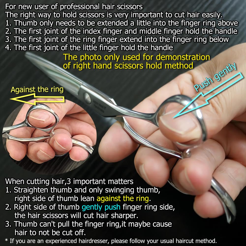 6" Professional Hair Scissors Cutting Shears 440C Hair Cutting Scissors Haircut Scissors Sharp Barber Scissors Barber Shears Convex Edge KINSARO