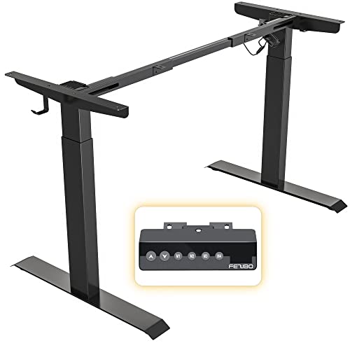 FEZIBO Height Adjustable Standing Desk Frame, Electric Standing Desk Legs for 43.4 inches to 62.9 Inches Desk Tops, Sturdy Stand up Desk Base for Workstation,Black (Frame Only)