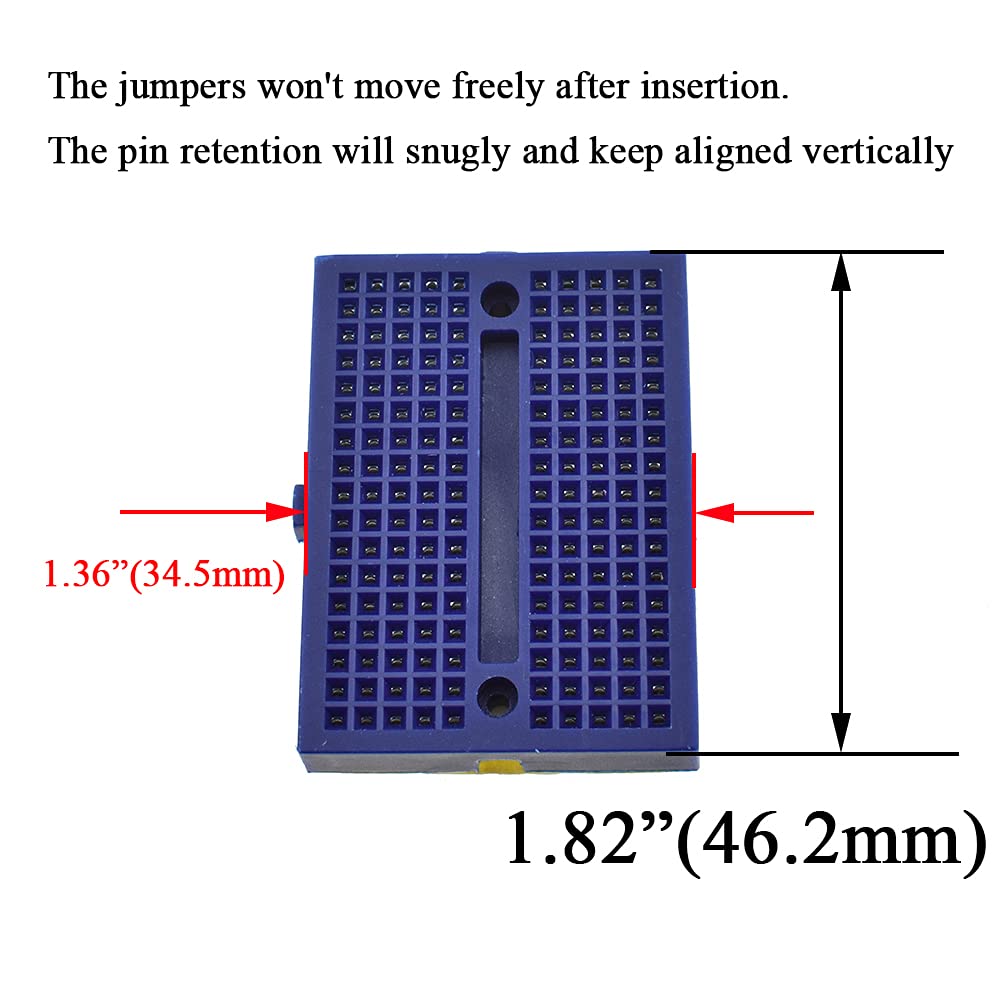 Hahiyo PCB Board Breadborad 170 Point Solderless Lay Flat Large Pitch Hole Firmly Hold Pin Snug Insert No Warp Wobble Springy Contact Point Adhesive Back for Proto Shield Electronics Blocks 6pcs