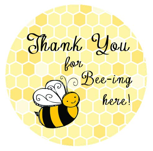 60 Bee Thank You Stickers 1.5 Inch - Thank You for Bee-ing Here - Bee Baby Shower Stickers - Bee Birthday Stickers - Bee Stationary Stickers