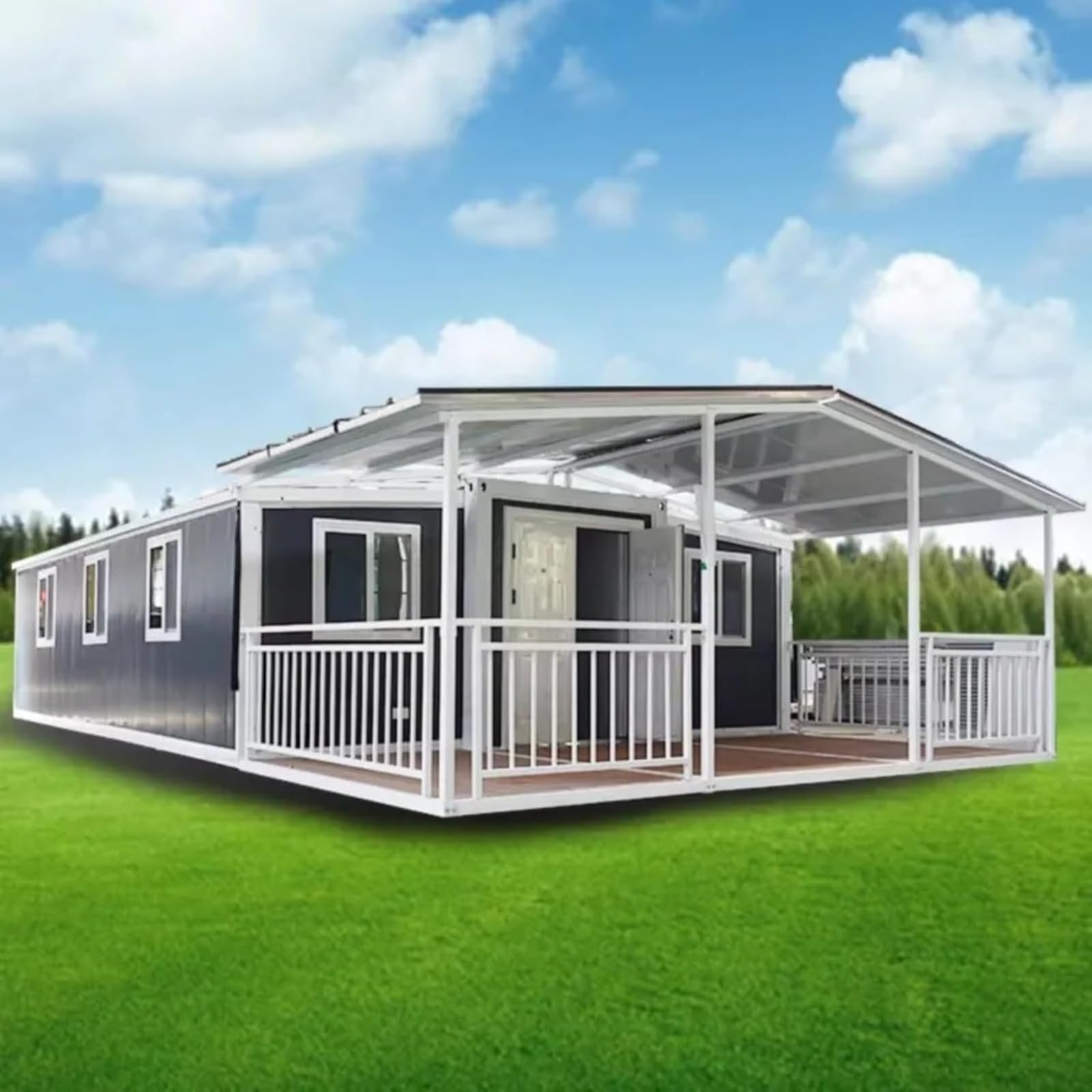 20 Ft Portable prefabricated Tiny Home 40 Ft Houses to Live in Double Wings Folding Design for Home or Office Use,Customizable 1 2 3 4 Rooms