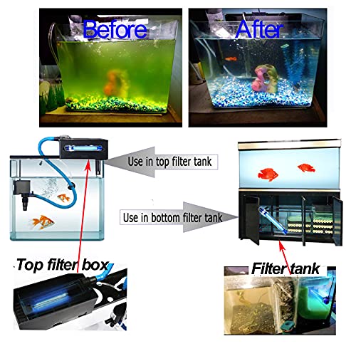 5W UVC Aquarium Green Clean Light Algae Clear Fish Tank Water Clean Lamp Submersible for Swim Pools Pond Fish Tank Filter Pump