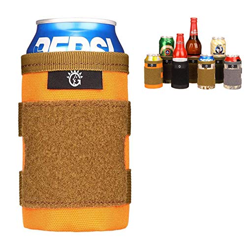 Molle Can Holder Coolie(s) Gifts for Men And Women 10-15 OZ Collapsible Nylon Can Beer Beverage Cooler Cover Insulator Holder Sleeve for Cola Beer Soda (Orange)