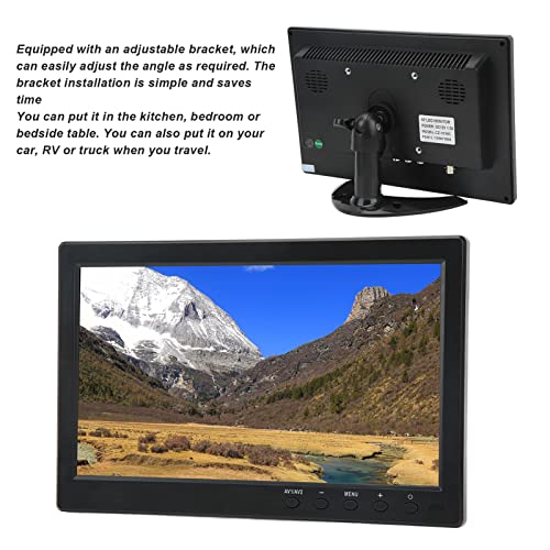 10.1 Inch TFT LCD Monitor, Remote Control Multi Porpose Detailed Pictures Portable Monitor for Kitchen for Bedside Table (US Plug)