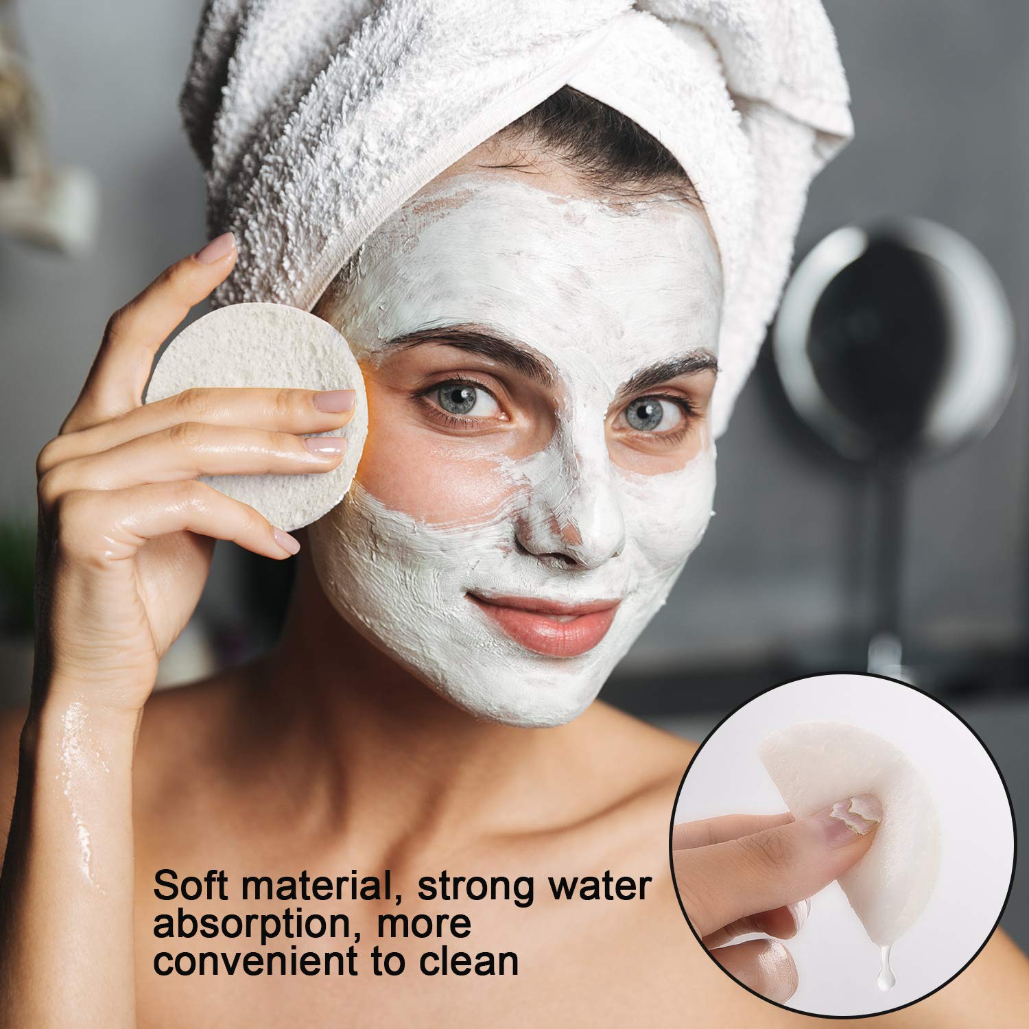 60 Count Facial Sponges for Estheticians Compressed Face Sponge Natural Cleaning Sponge for Facial Cleaning, Makeup Removal