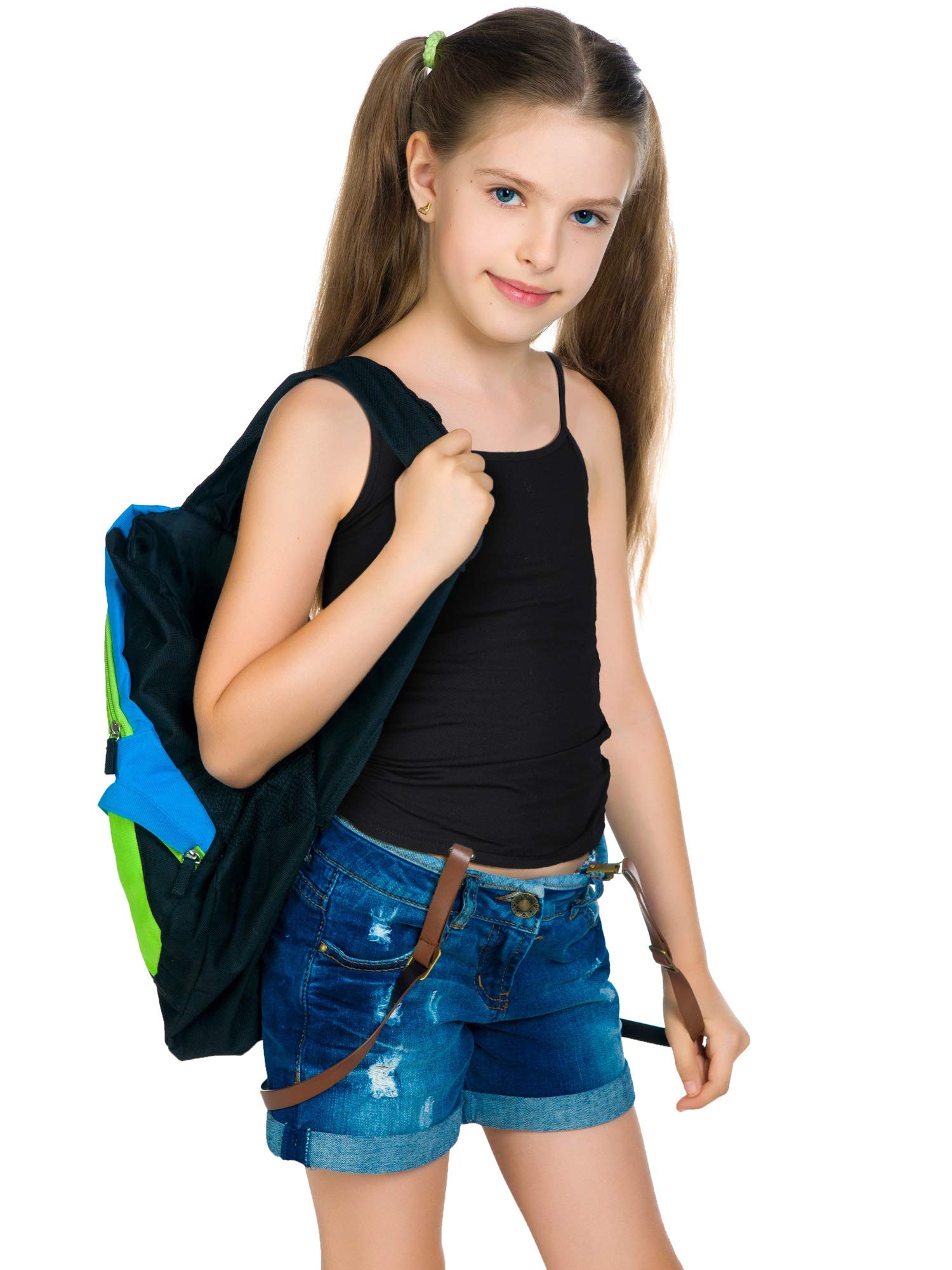 SATINIOR 4 Pieces Girls Dance Tank Top Sleeveless Spaghetti Strap Crop Tank Top for Dancewear (Multicoloured, 9-10 Years)