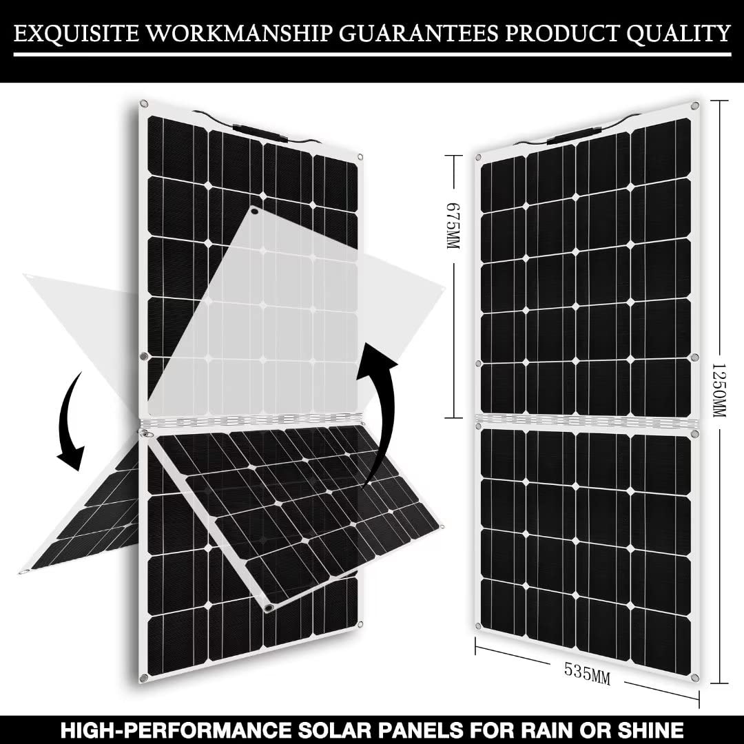 1200W Foldable Solar Panels 2X 600W Flexible Solar Panels 18V-36 PET Portable Solar Panel for RV, Outdoor, Tent…