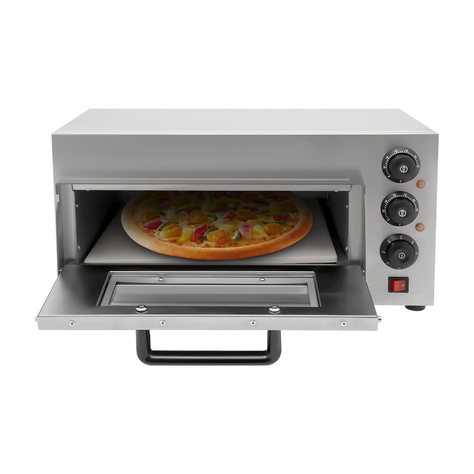 1300W Commercial Pizza Oven, Single Layer Electric Pizza Maker, Adjust from 122-662℉, For 16" Pizza Indoor family party barbecue