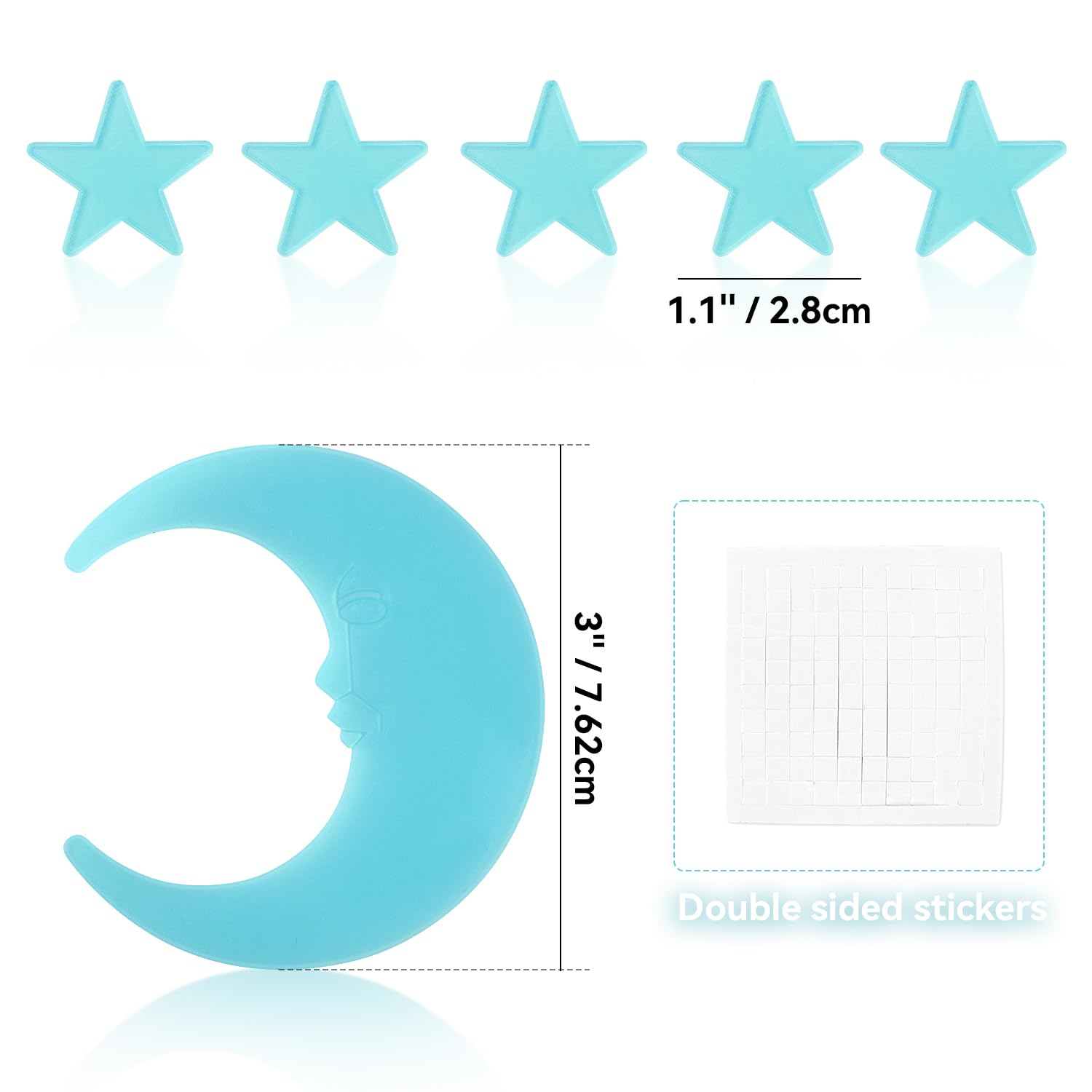 100 Stars and 1 Moon Glow in The Dark Luminous Fluorescent 3D Plastic Glow Stars Moon for Ceiling, Glowing Wall Stickers Create a Realistic Starry Sky, Room Decorations (Pink)